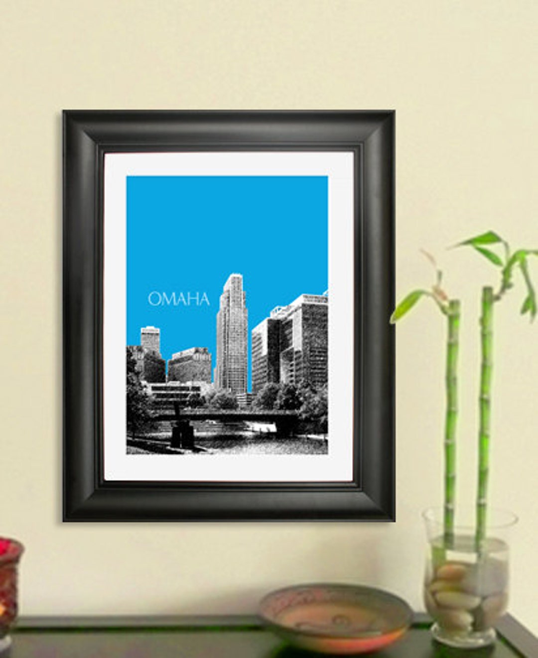 Omaha Skyline Poster Omaha Nebraska Skyline Art Print - Etsy