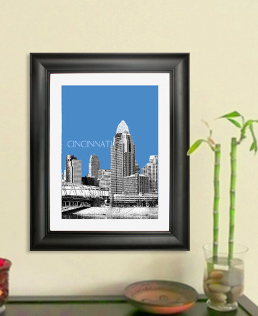 Cincinnati Skyline Print Poster cincinnati Ohio City Skyline 1 Art ...
