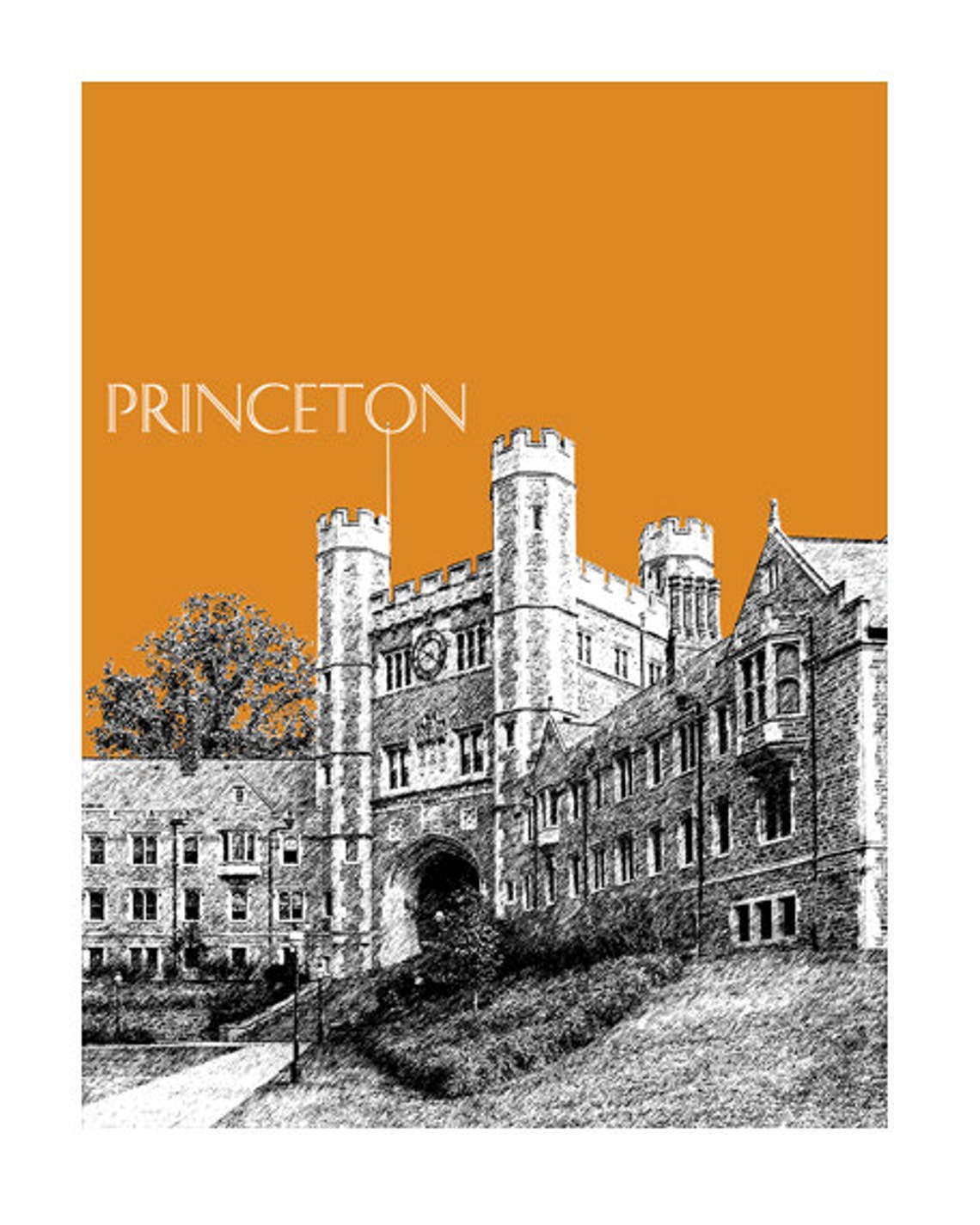 Princeton Skyline Poster Princeton New Jersey Art Print 8 | Etsy