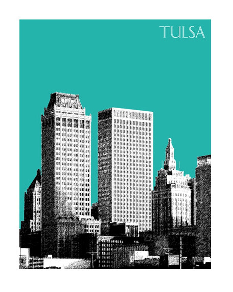 Tulsa Skyline Poster Tulsa Oklahoma City Skyline Art Print | Etsy