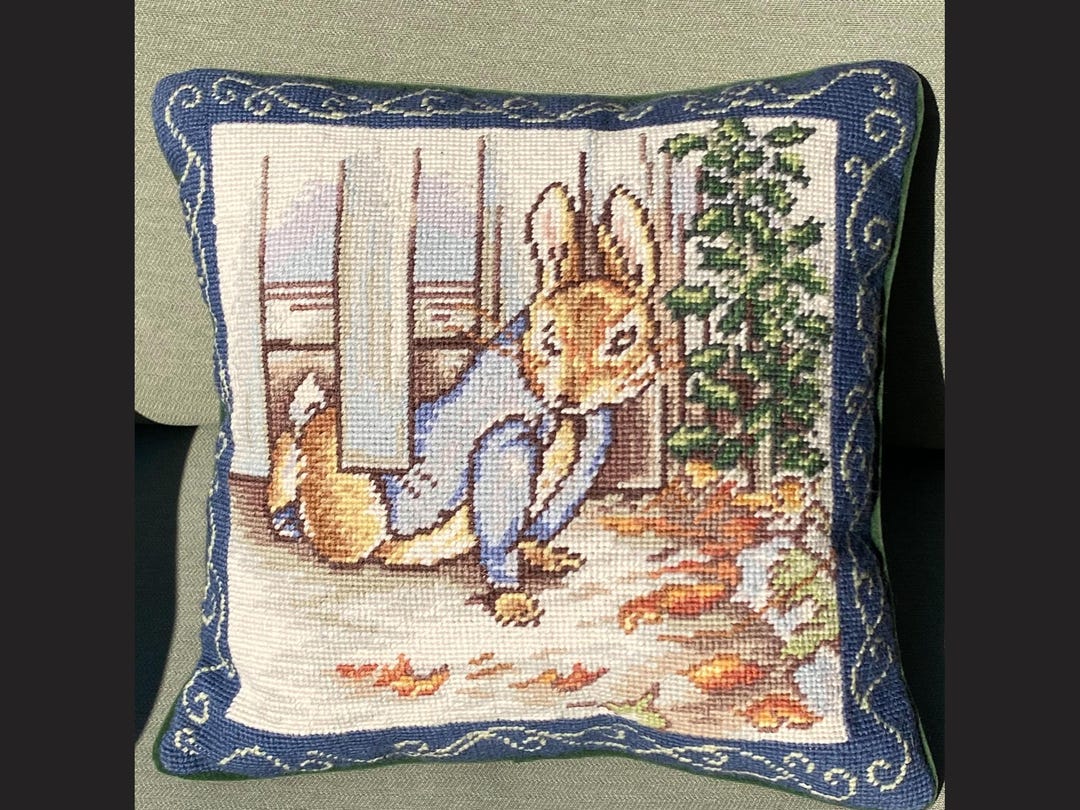 Needlepoint Peter Rabbit Garden Gate Throw Pillow - Square - Etsy