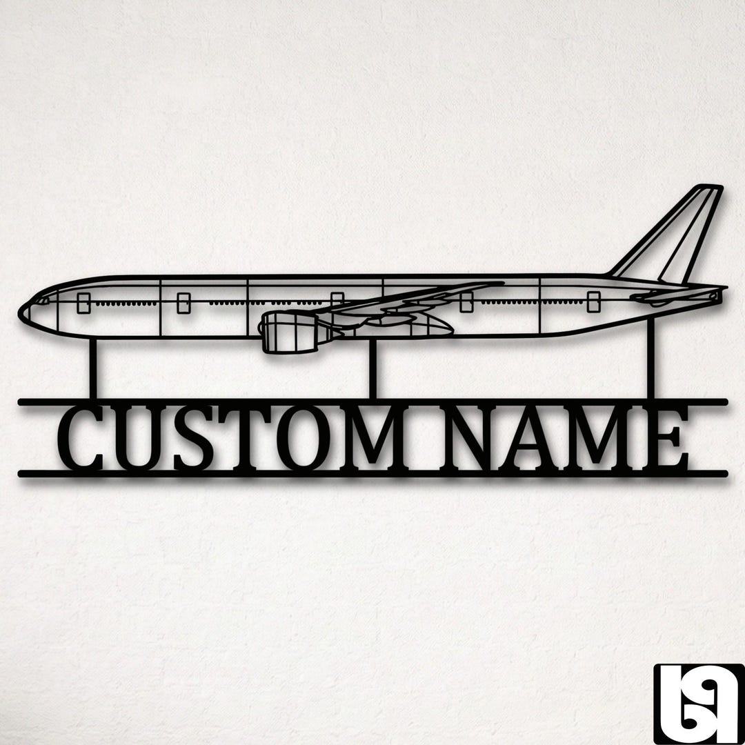 Custom Boeing 777-300ER Airplane Silhouette - Metal Wall Decor - Long ...