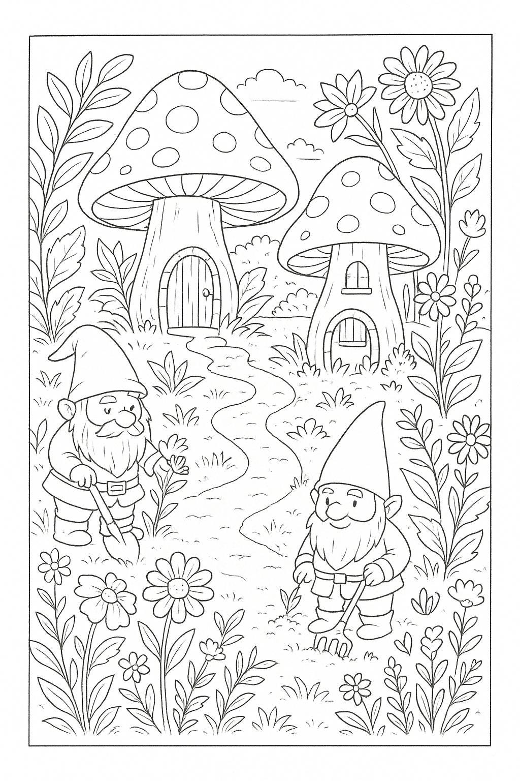 Botanical Whimsy Coloring Book Garden Coloring Pages | Flower Mushroom ...