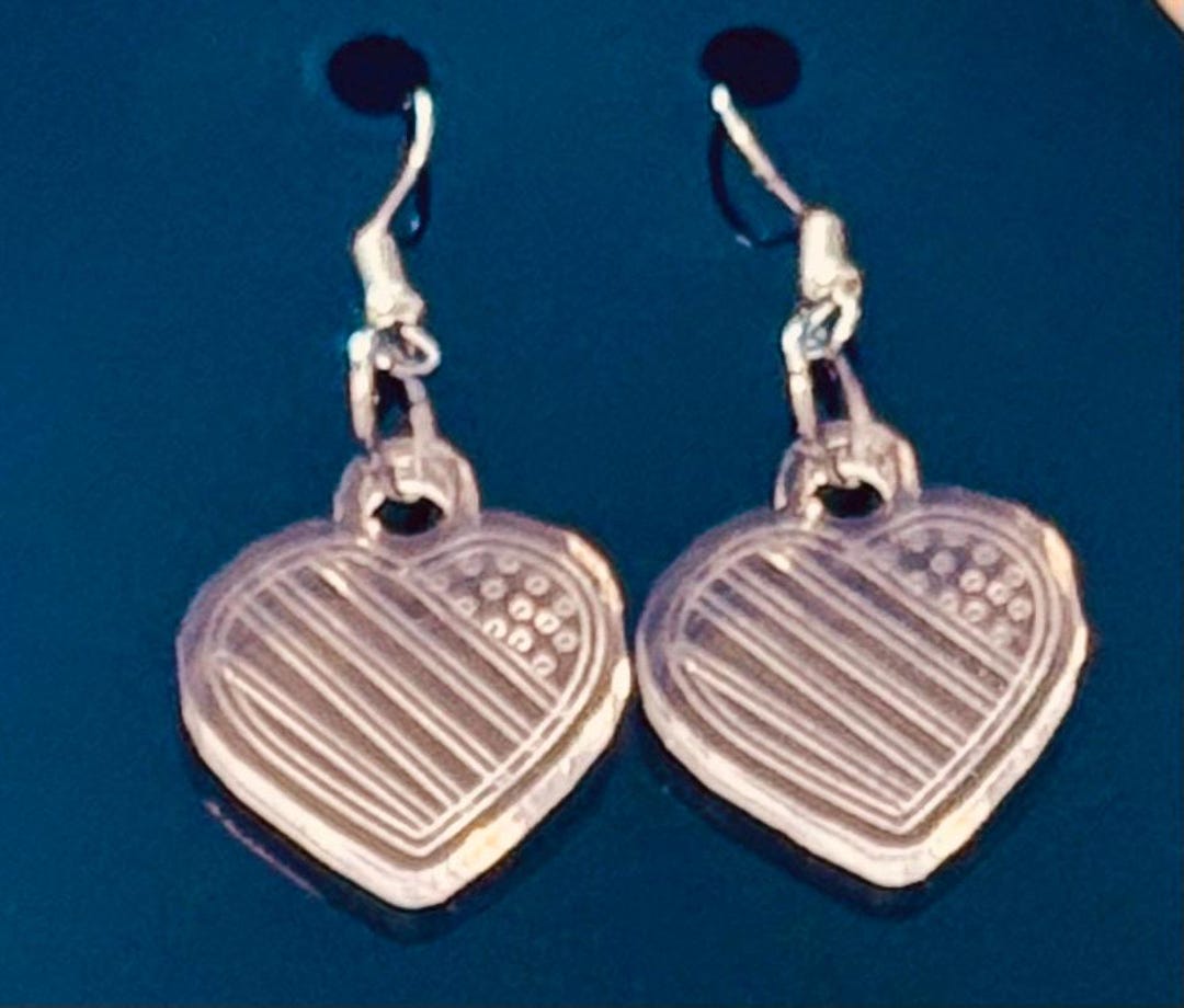 Earrings Heart Shaped US Flag Design Scored/etched in Acrylic - Etsy