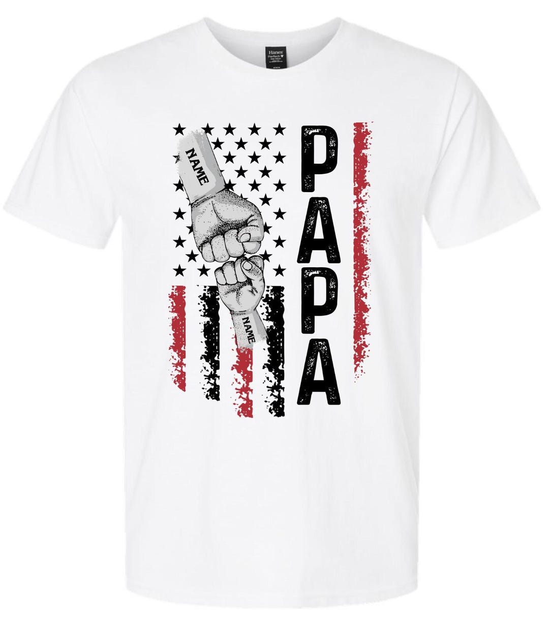 Father's Day Tshirt - PAPA Flag Design With Your Custom Names in the ...