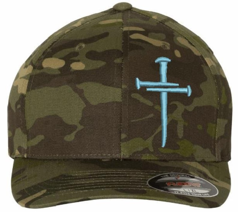 Christian Cross Jesus Cross Hat Fitted Flex Multicam Tropical 6277 ...