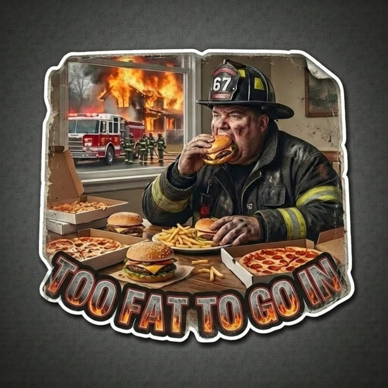 Firefighter Decal Too Fat to Go in Non Reflective Fire Department Decal ...