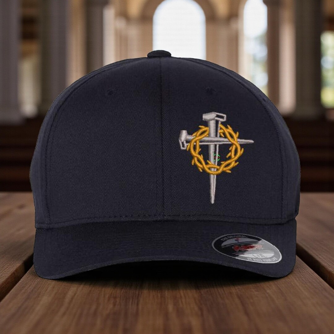 Jesus Crown of Thorns Embroidered Flex Fit FITTED Christian Hat With ...