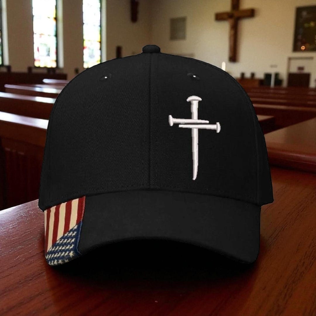 Christian Cross Baseball Cap Religious Design, BLACK MESH BACK AM350M ...