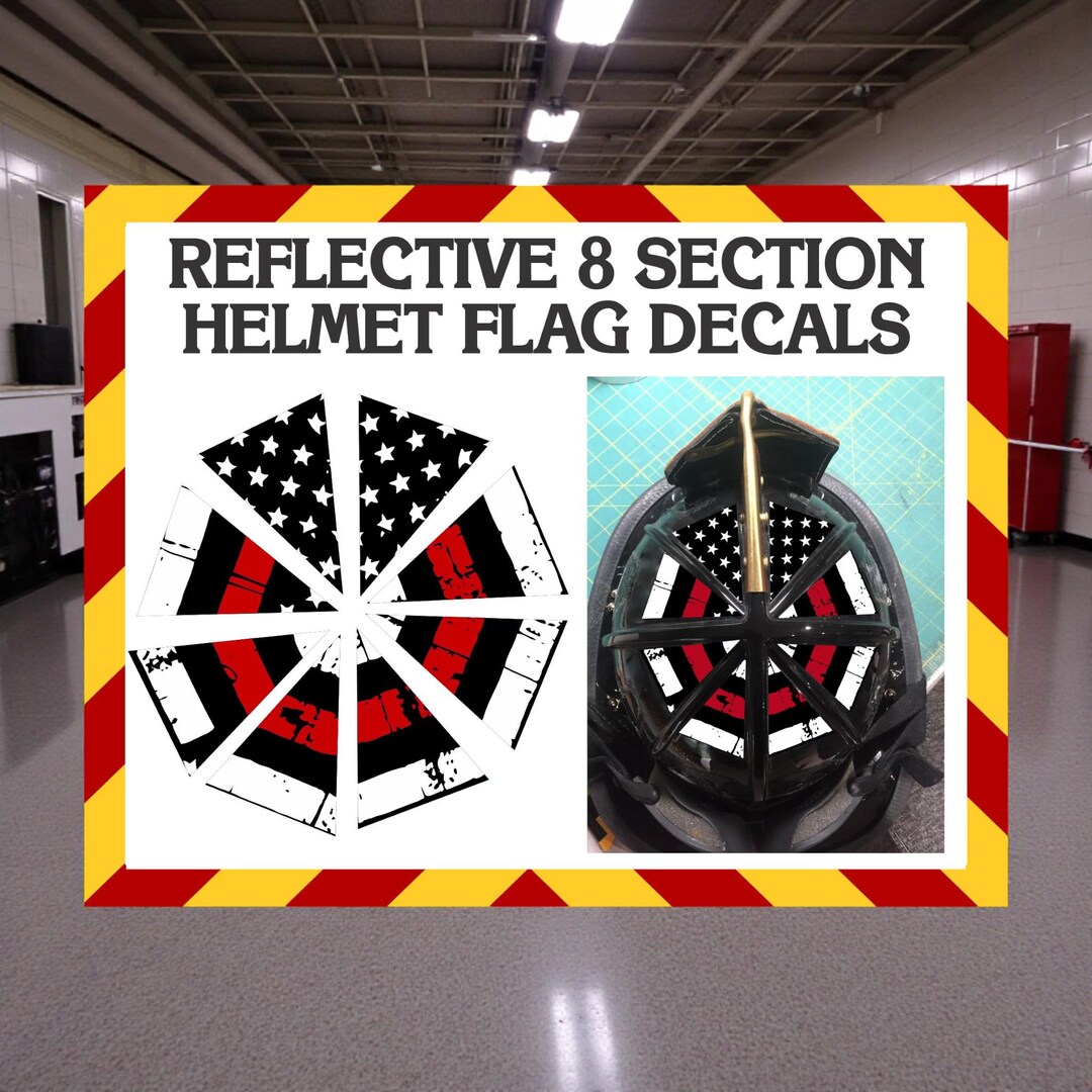 Firefighter Helmet Flag 8 Section Reflective Fire Department Graphic ...