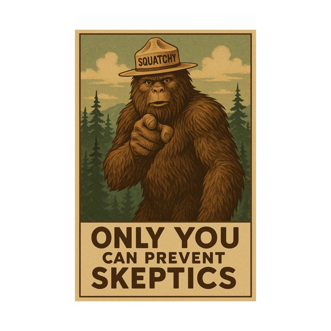 Bigfoot Skeptic Prevention Poster: Vintage Sasquatch Wall Art - Etsy