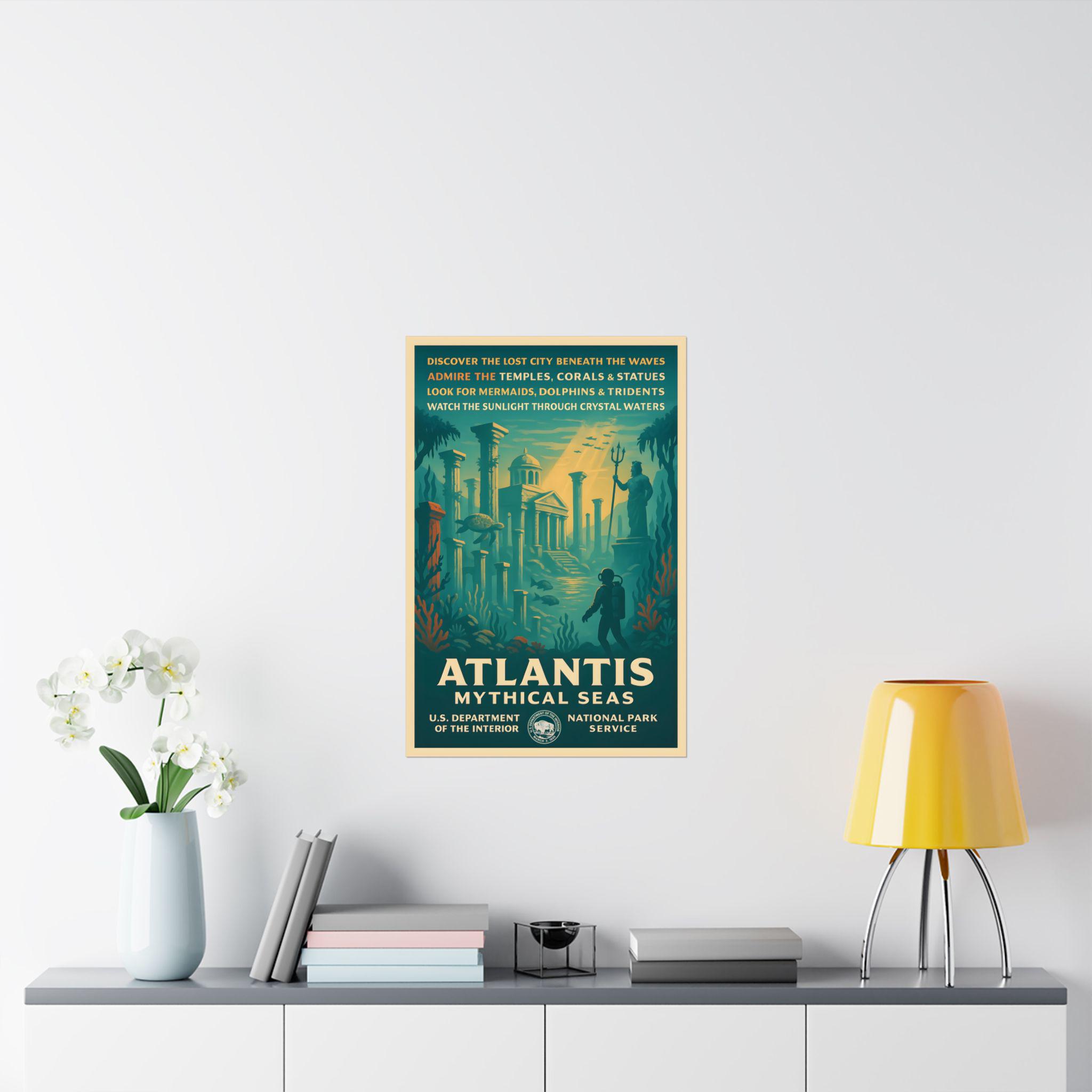 Atlantis Travel Poster: Vintage WPA Style Lost City Art Print - Etsy