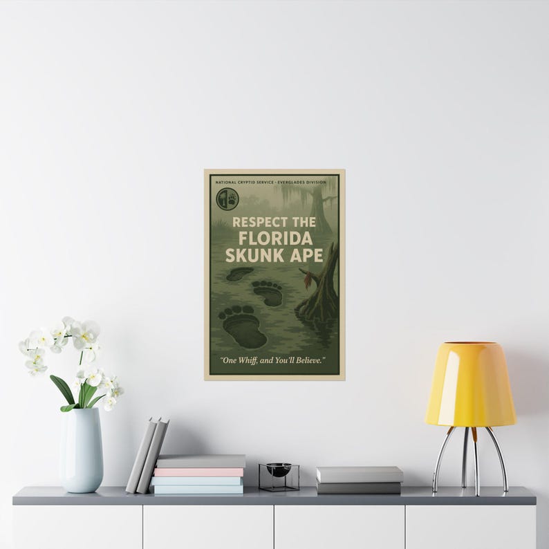 Florida Skunk Ape Poster: Retro Cryptid Art Print, Everglades Decor - Etsy