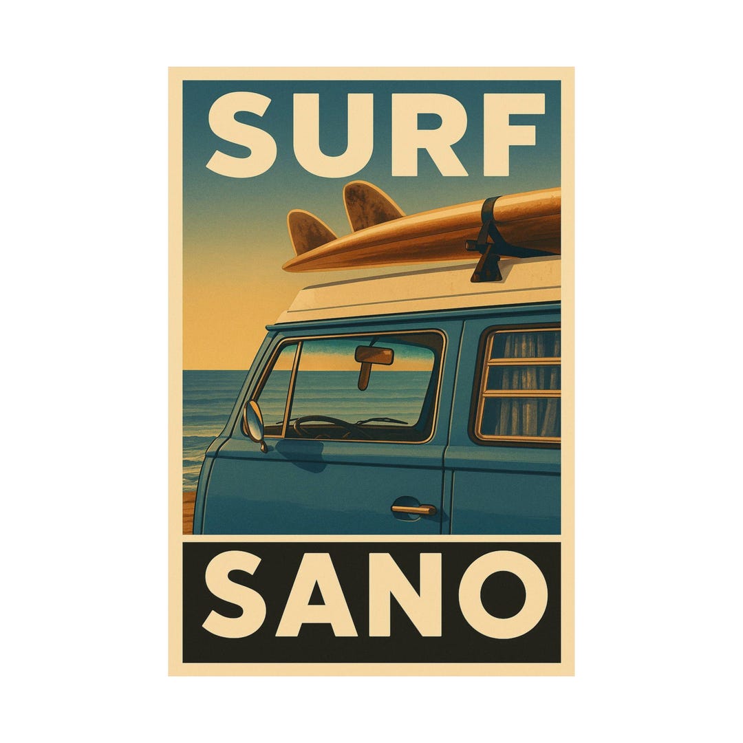 Retro Surf Van Poster: San Onofre Beach Art - Etsy