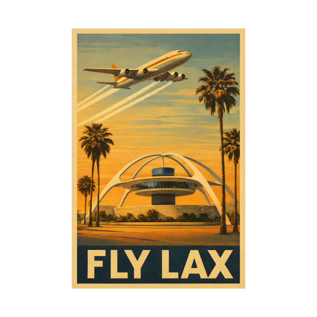 Fly LAX Poster | Los Angeles Airport Wall Art | Vintage Travel Aviation ...