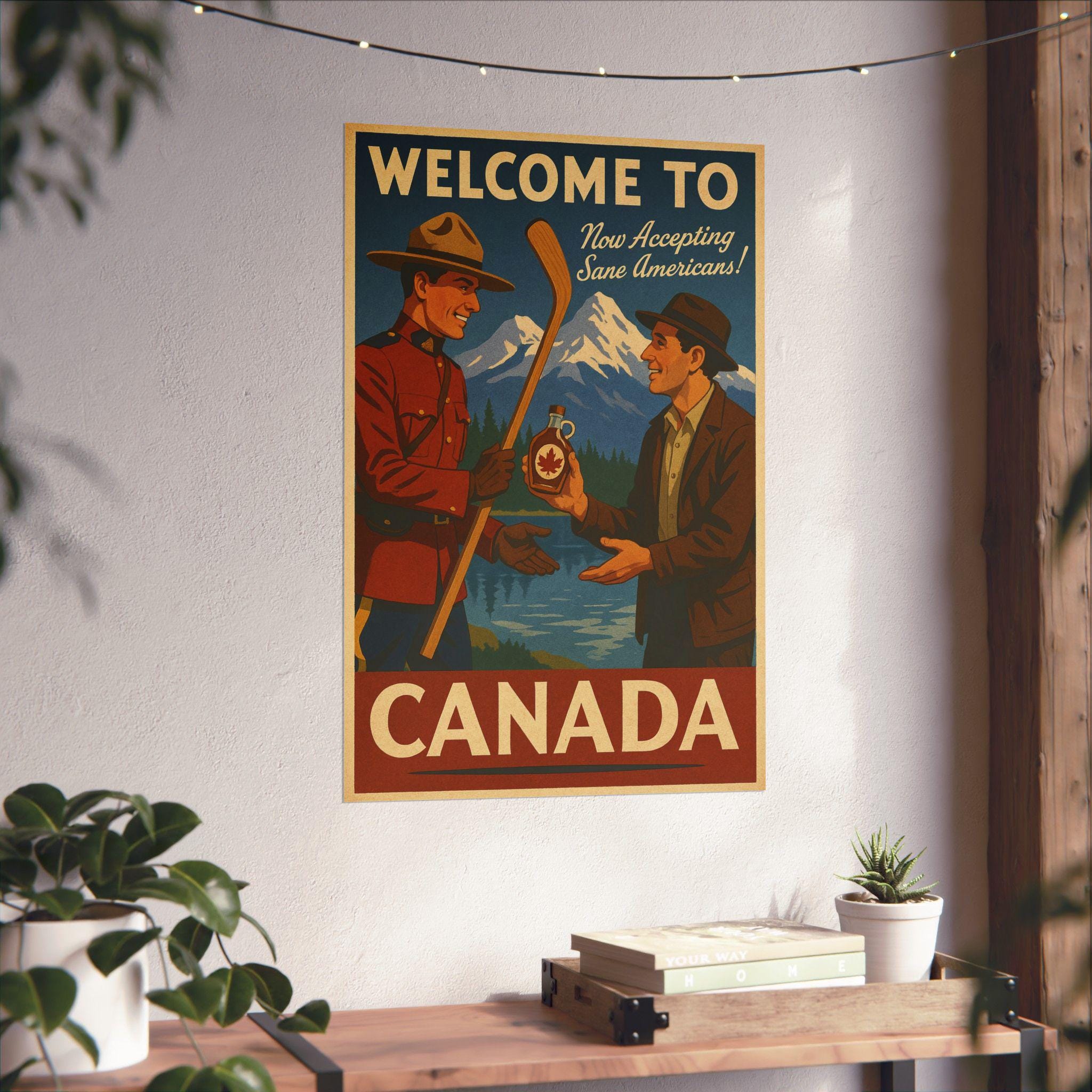 Funny Canada Travel Poster: Retro Mountie, Maple Syrup Art Print - Etsy
