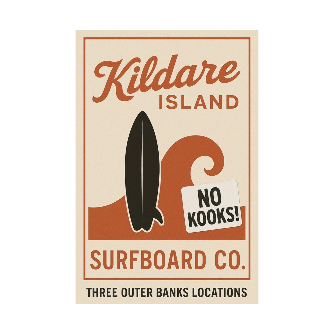 Kildare Island Surf Shop Poster: Retro OBX Surf Art Print - Etsy