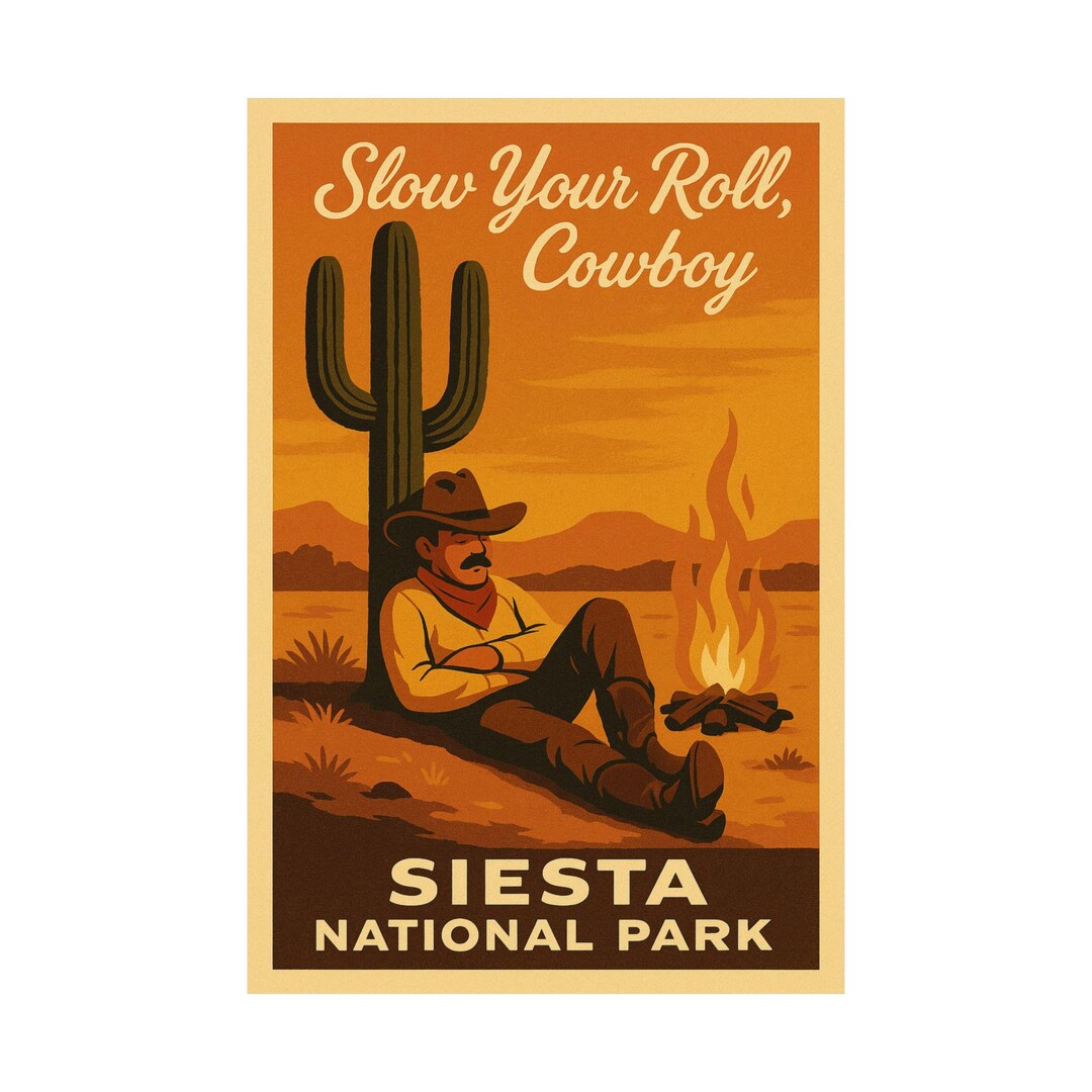 Slow Your Roll Cowboy Print: Vintage Western Desert Art - Etsy