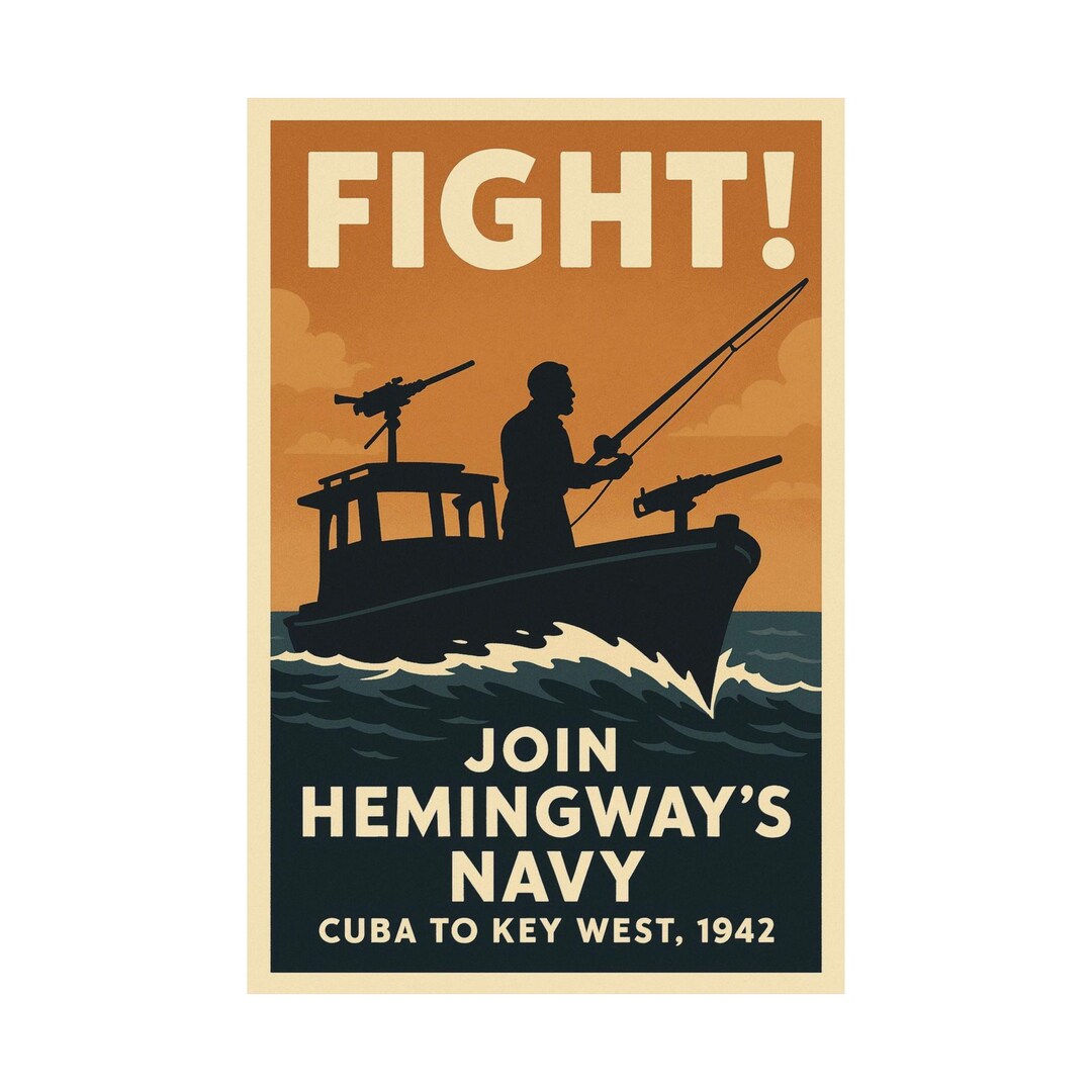 Hemingway WWII Navy Poster: Key West Literary Art Print - Etsy