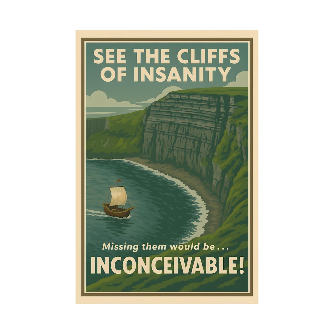 Cliffs of Insanity WPA Travel Poster, Princess Bride Inspired Wall Art ...