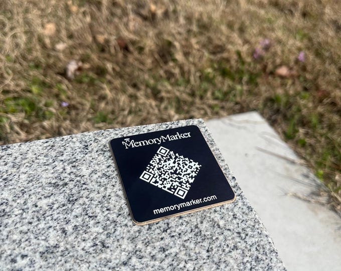 Custom QR Code Tag, Memorial QR Code Plaque, Headstone, Gravestone Urn ...
