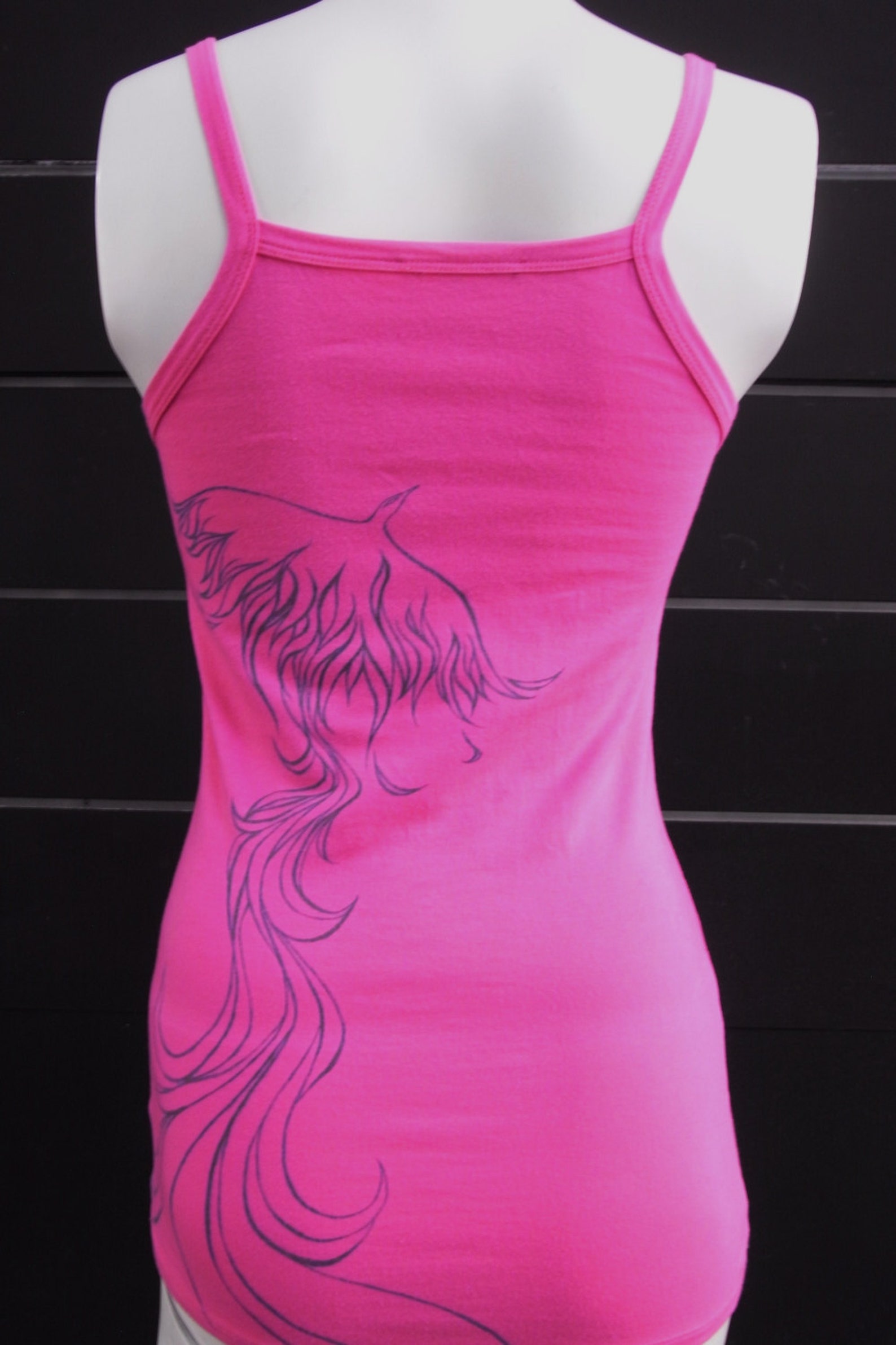 Hand-detailed Phoenix Cami/singlet in Pink - Etsy