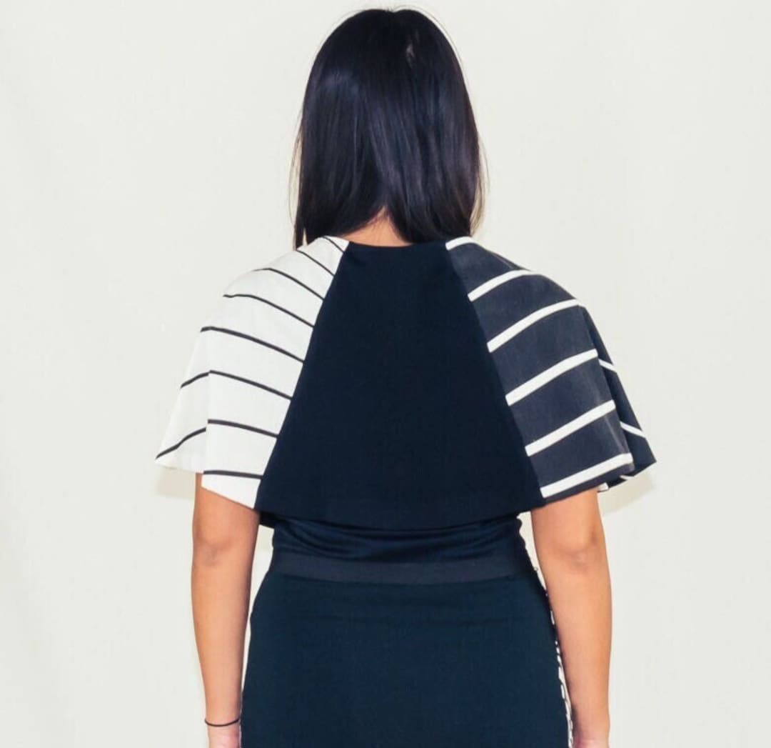 Eclectic Black Op Art Mini Cape Made With Vintage, Upcycled, and ...