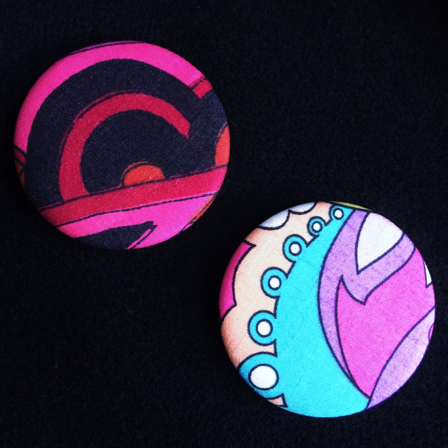 Psychedelic Kool Aid – XL Badge Duo With Vintage Fabric Featuring Art ...