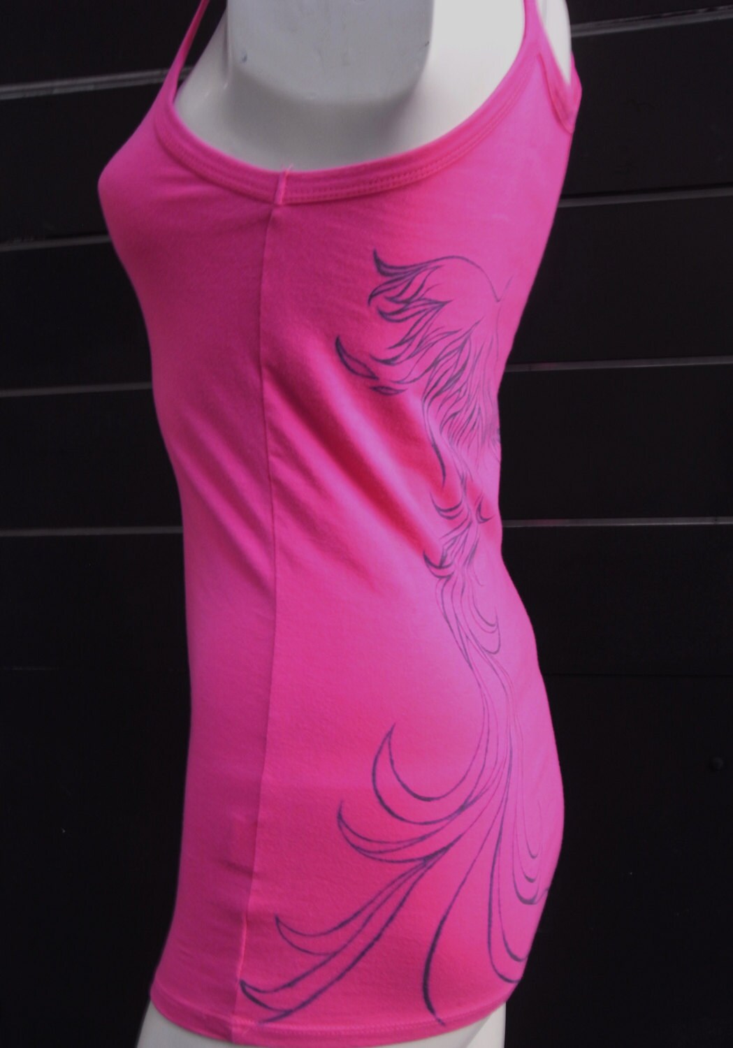 Hand-detailed Phoenix Cami/singlet in Pink - Etsy