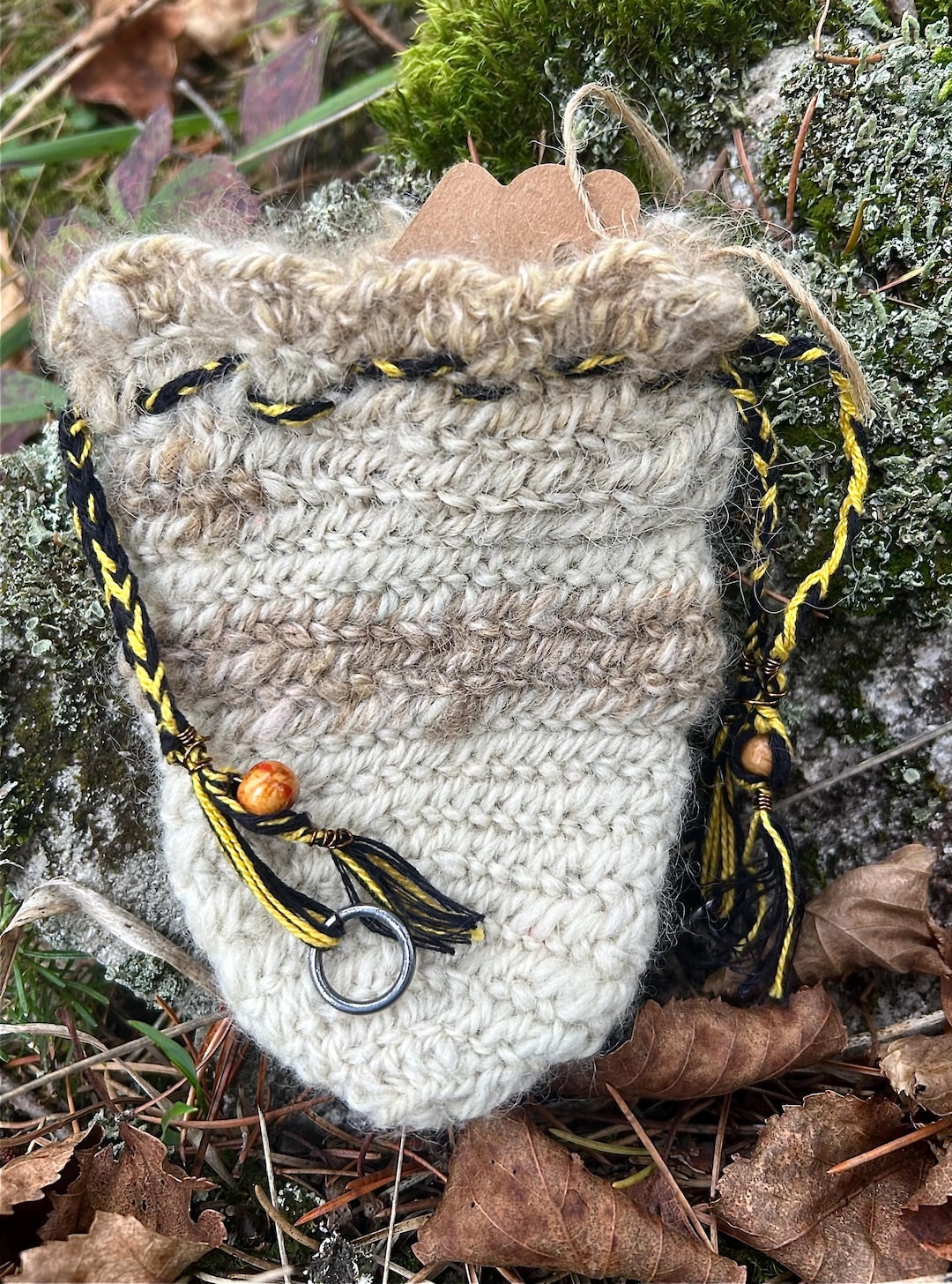 Small Draw-string Pouch. Hand Made From Hand-spun Mohair and Wool Using ...