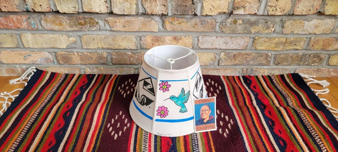 Rare! Indian Hand Painted Lamp Shade by Navajo Native American Cheryl ...