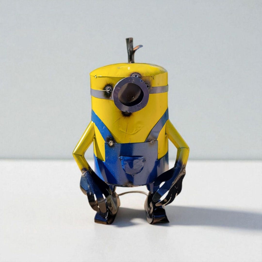13" Minion Handmade Rustic Metal Art Yellow/blue 2 Home,patio,garden ...