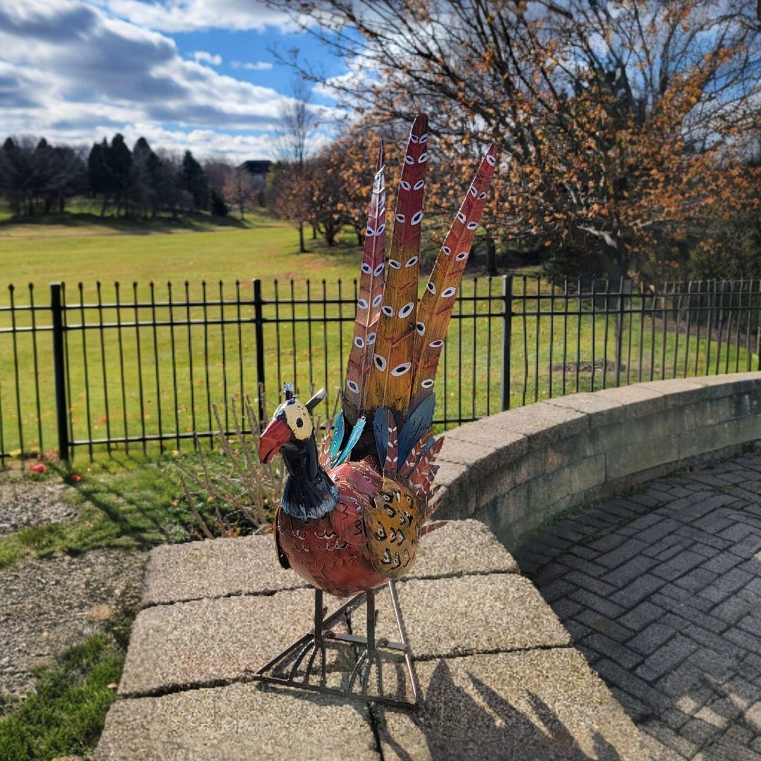29" Pheasant Bird Handmade Rustic Metal Art Multicolor Home,patio ...