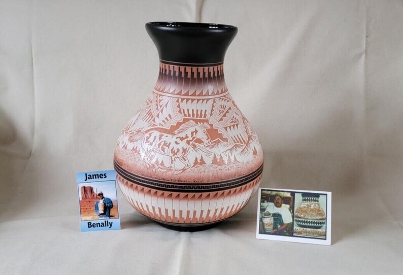 Rare! Navajo Etched and Painted by Famous Native American Artist James ...