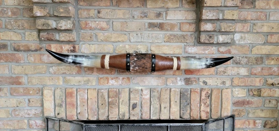 41" Authentic Polished Mounted Bull Horns Wall Mount Southwest, Barn ...
