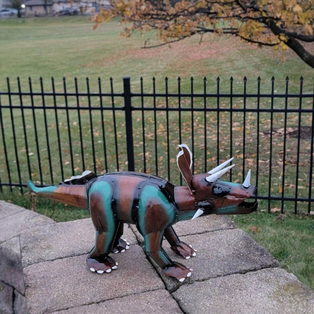 23" Dinosaur Handmade Rustic Metal Art Multicolor Patio,home,garden ...