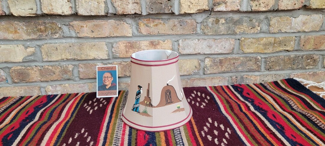Rare! Indian Hand Painted Small Lamp Shade by Native American Cheryl ...