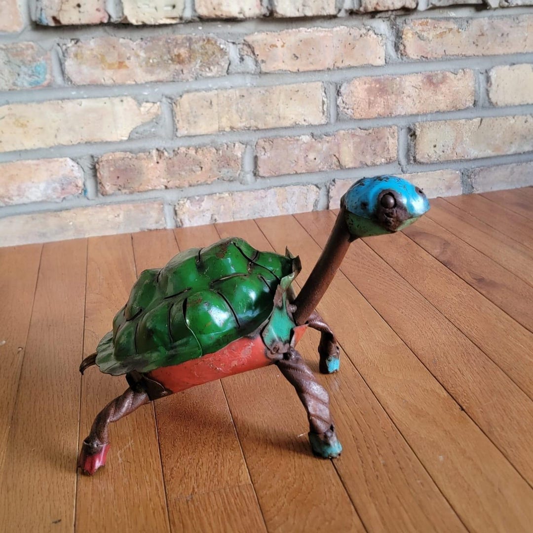 13" Turtle Hanmade Rustic Metal Art Multicolor 3 Patio,home ,garden ...