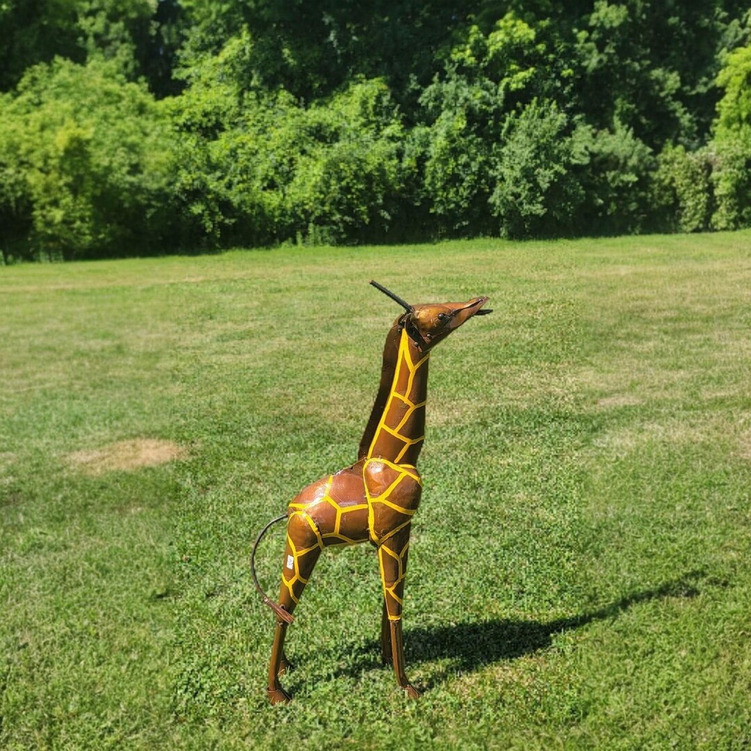 Handmade Rustic Metal Art African Giraffe Yard Farmhouse Garden Home ...