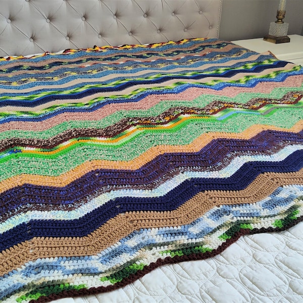 70s Chevron Afghan - Etsy