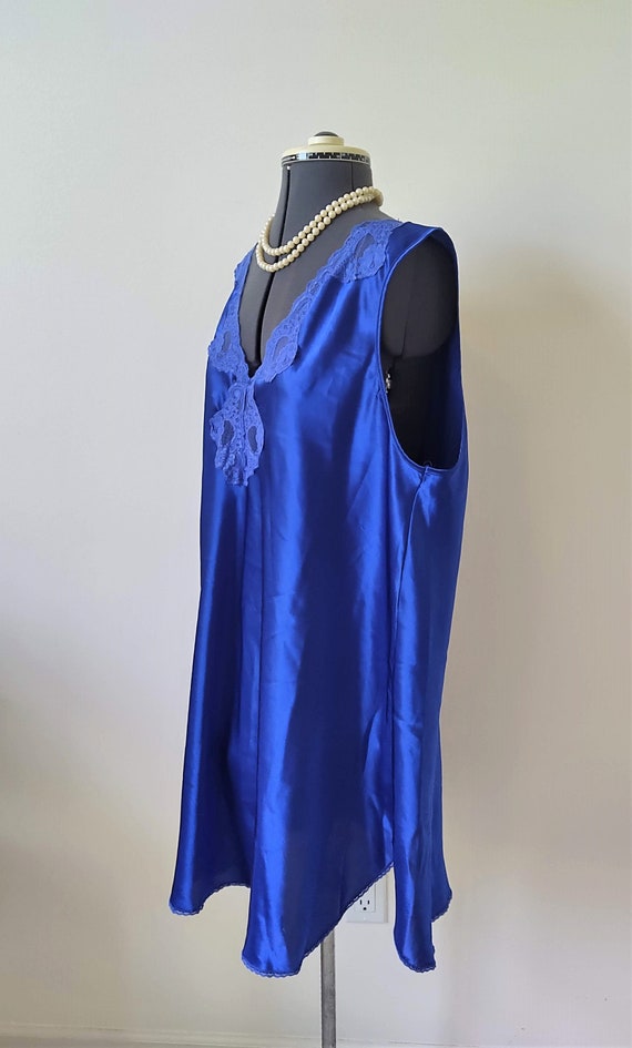 Vintage Lace Inset Nightgown Negligee Gown Blue Water… - Gem