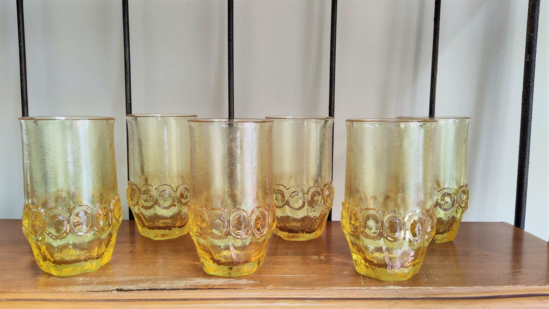 Vintage Tiffin Madeira Glassware Cornsilk Yellow Set of 6 Tumblers 12 ...