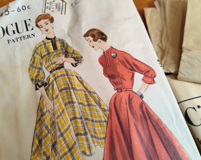 Vintage Vogue 7645 Sewing Pattern One Piece Dress Vintage 1952 Size 14 ...