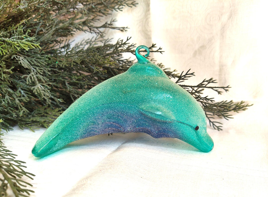 Vintage Christopher Radko Christmas Ornament Blue Dolphin Blown Glass ...