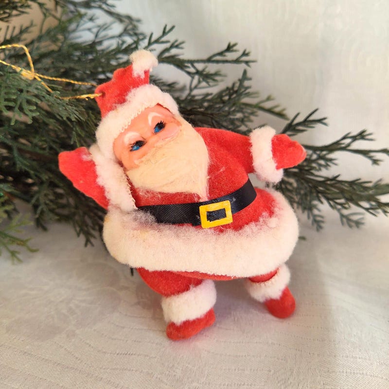 Flocked Santa - Etsy