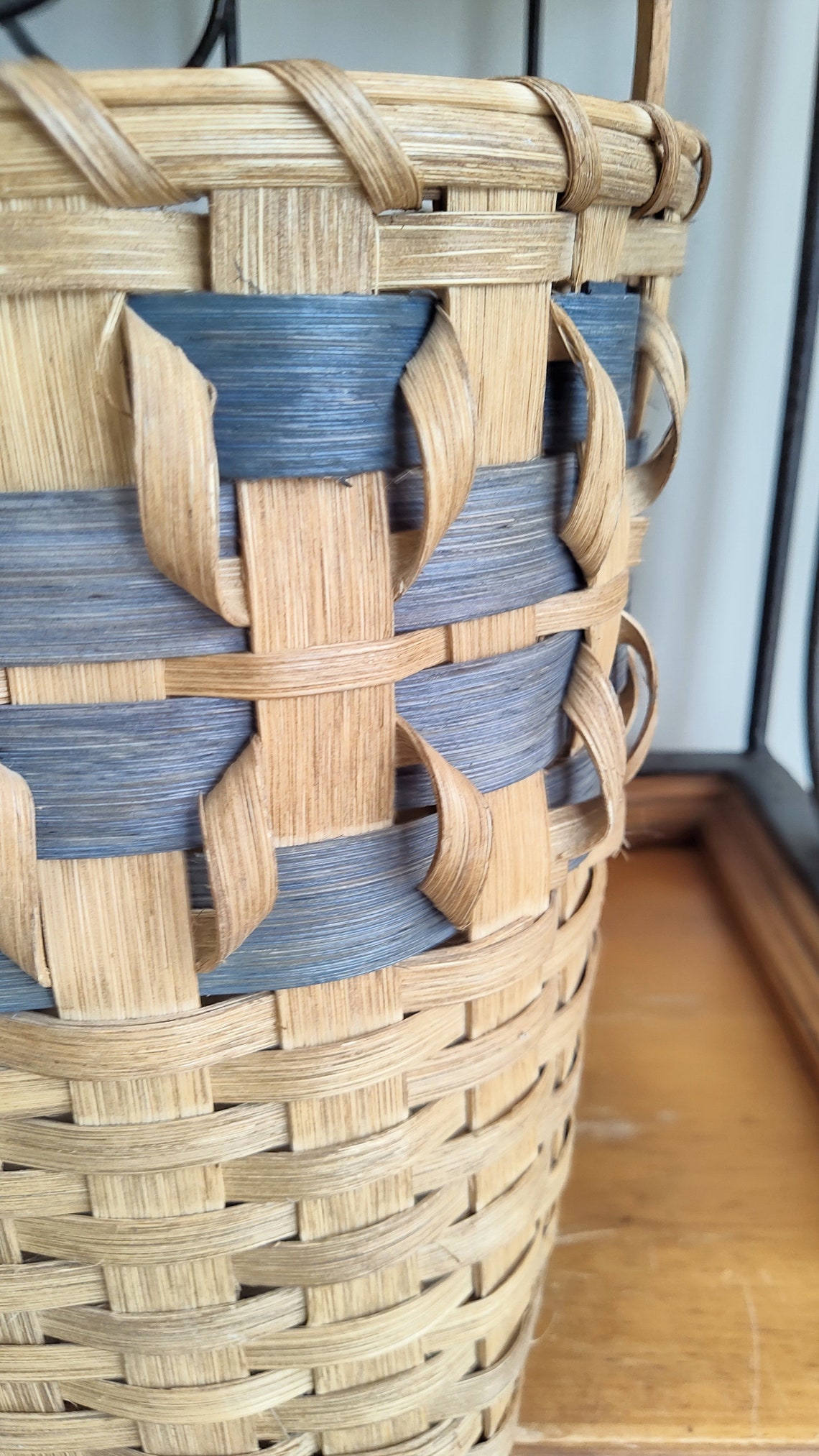 Vintage Basket Wicker With Bent Oak Handle - Etsy