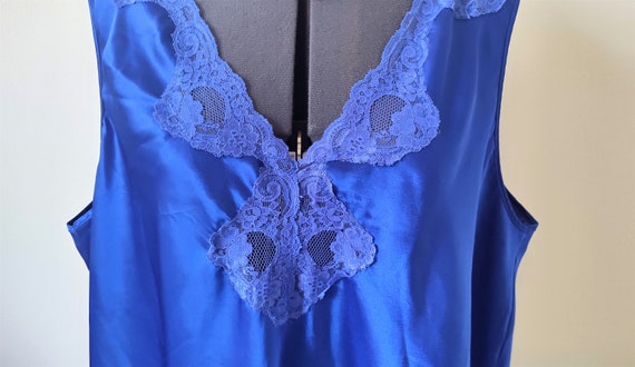Vintage Lace Inset Nightgown Negligee Gown Blue Water… - Gem