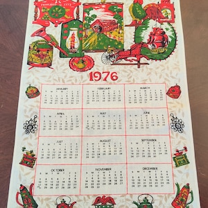 Vintage 1976 Calendar Tea Towel Dish Towel American Antiques - Etsy