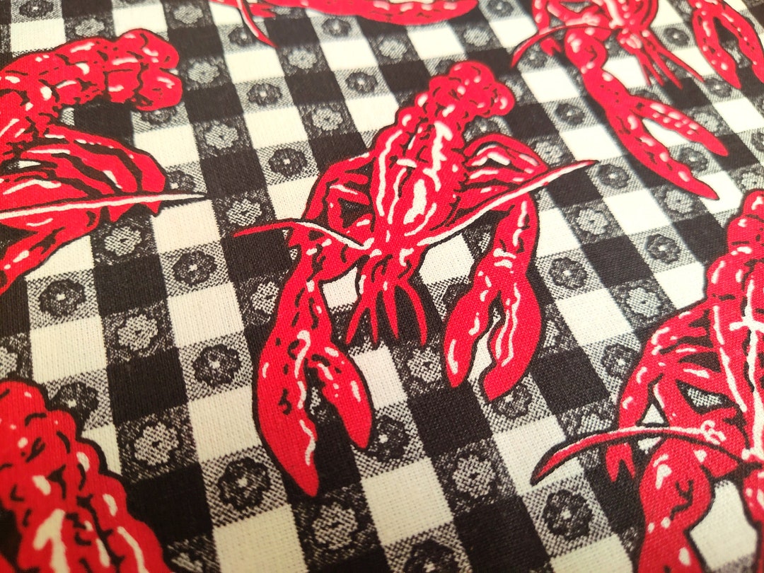 Novelty Fabric Lobster Crawfish Red on Black Plaid 60 X 91" - Etsy