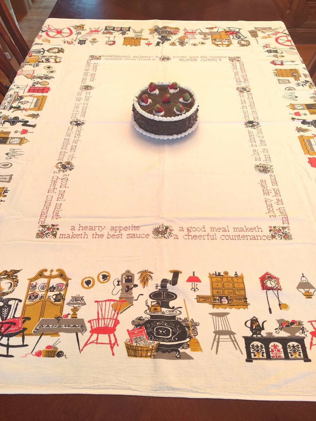 Vintage Tablecloth 1950s MCM Colonial Home 46 X 52 - Etsy